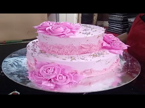 Pink forest cake decorating ideas | pink colour ka cake design video ...