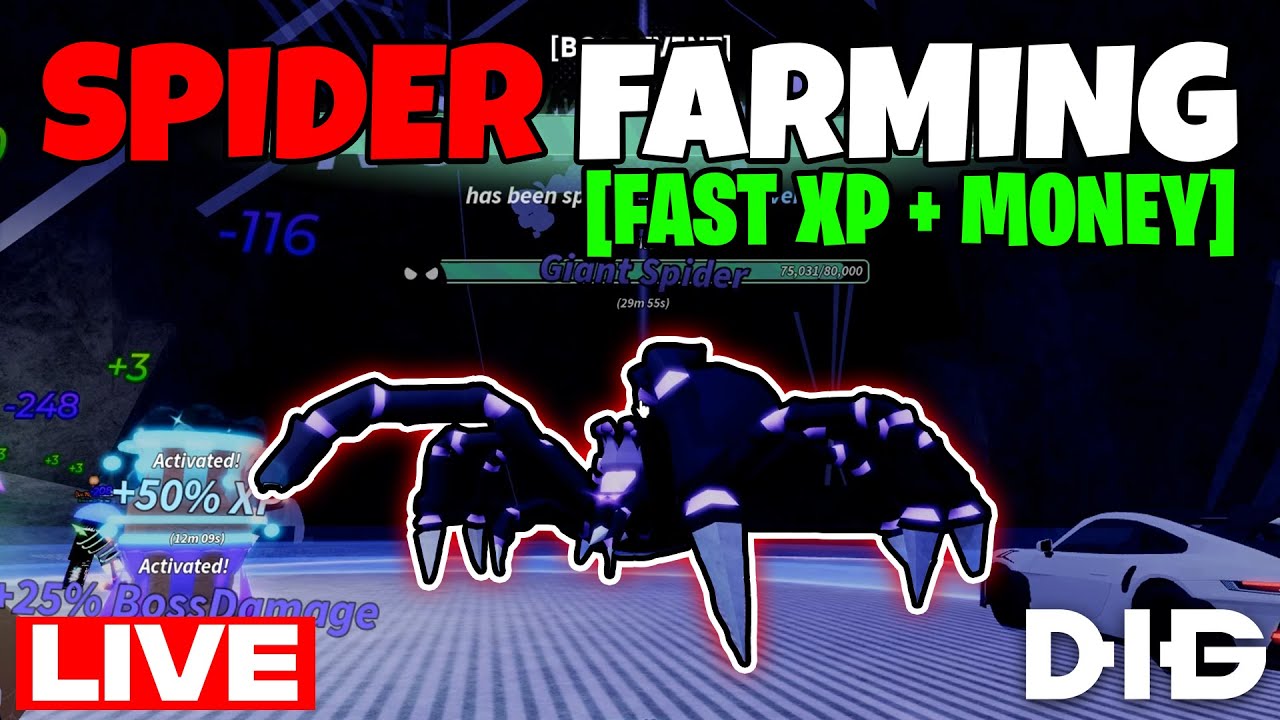 🔴SPIDER BOSS RUSH FARM WITH VIEWERS & SECRET GIVEAWAYS! (FAST MONEY ...