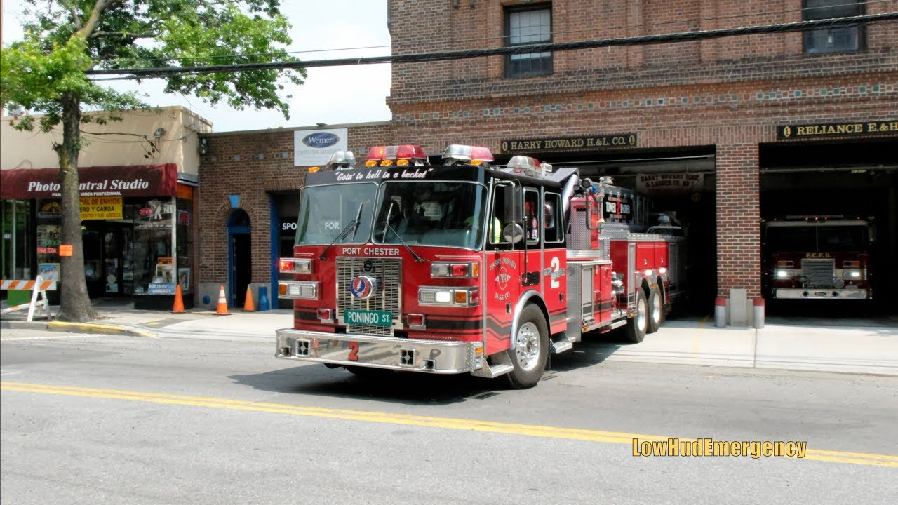 Port Chester FD Tower Ladder 2 + Engine 60 Responding - YouTube