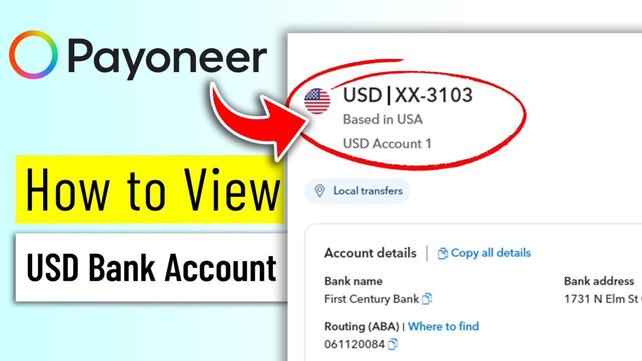 How to View your USD Bank Account Details on Payoneer - YouTube