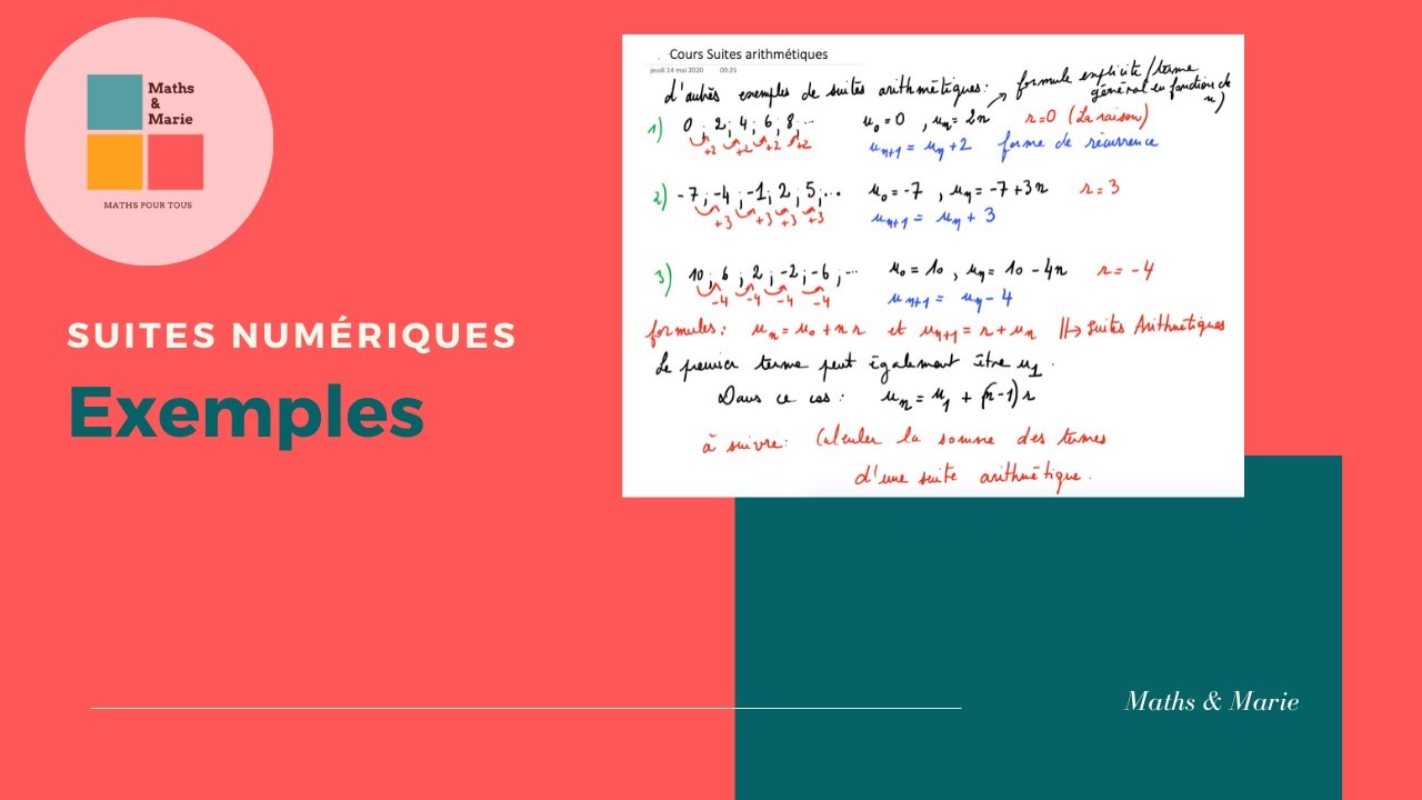 Des exemples suites arithmétiques. - YouTube