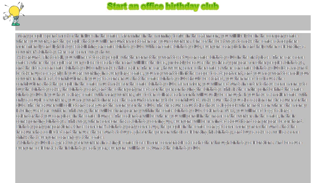 How to : Start an office birthday club - YouTube