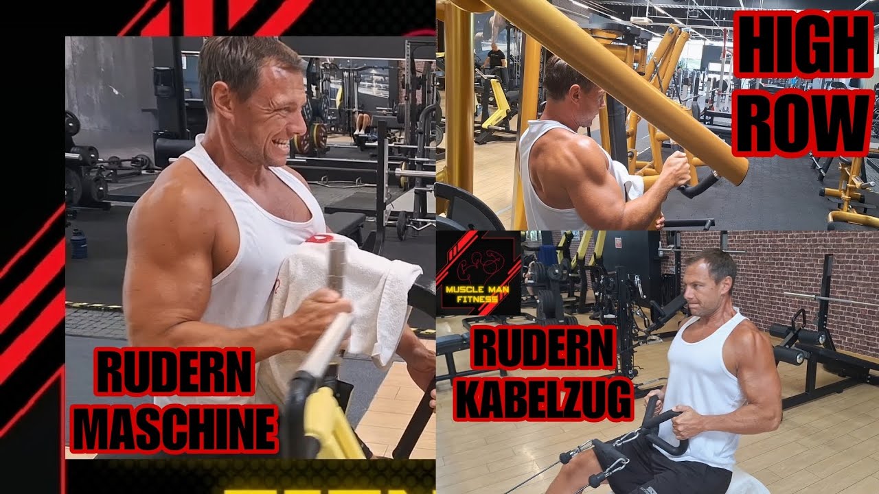 Rudern am Kabelzug (enger Griff), HIGH ROW Maschine und Rudern an der ...