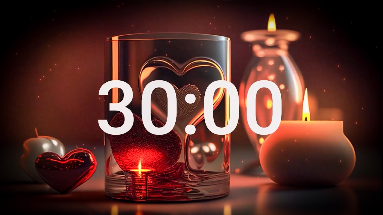 Valentine's Day Candles with Relaxing Jazz Music - 30 minutes countdown ...
