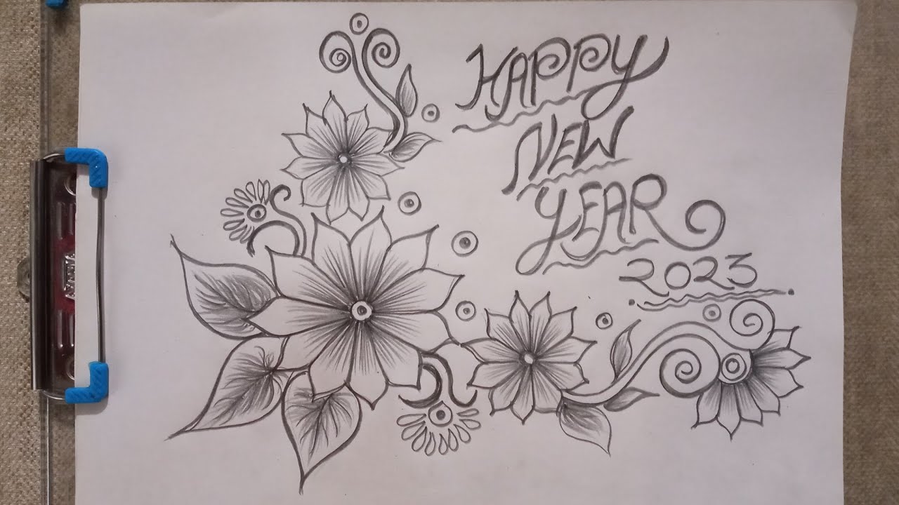 Happy New Year Drawing Easy 2023 New year drawing Ideas | New year ...