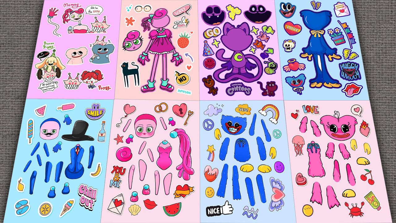 Decorate with Sticker Book Poppy Playtime compilation [Paper Diy] - YouTube