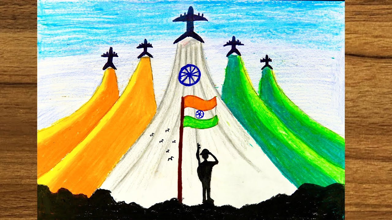 How to draw Republic day drawing | How to Draw a beautiful girl holding ...