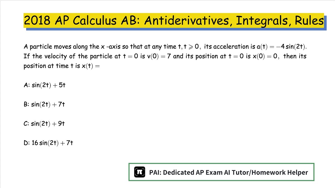 2018 AP Calculus AB:Finding Antiderivatives and Indefinite Integrals ...
