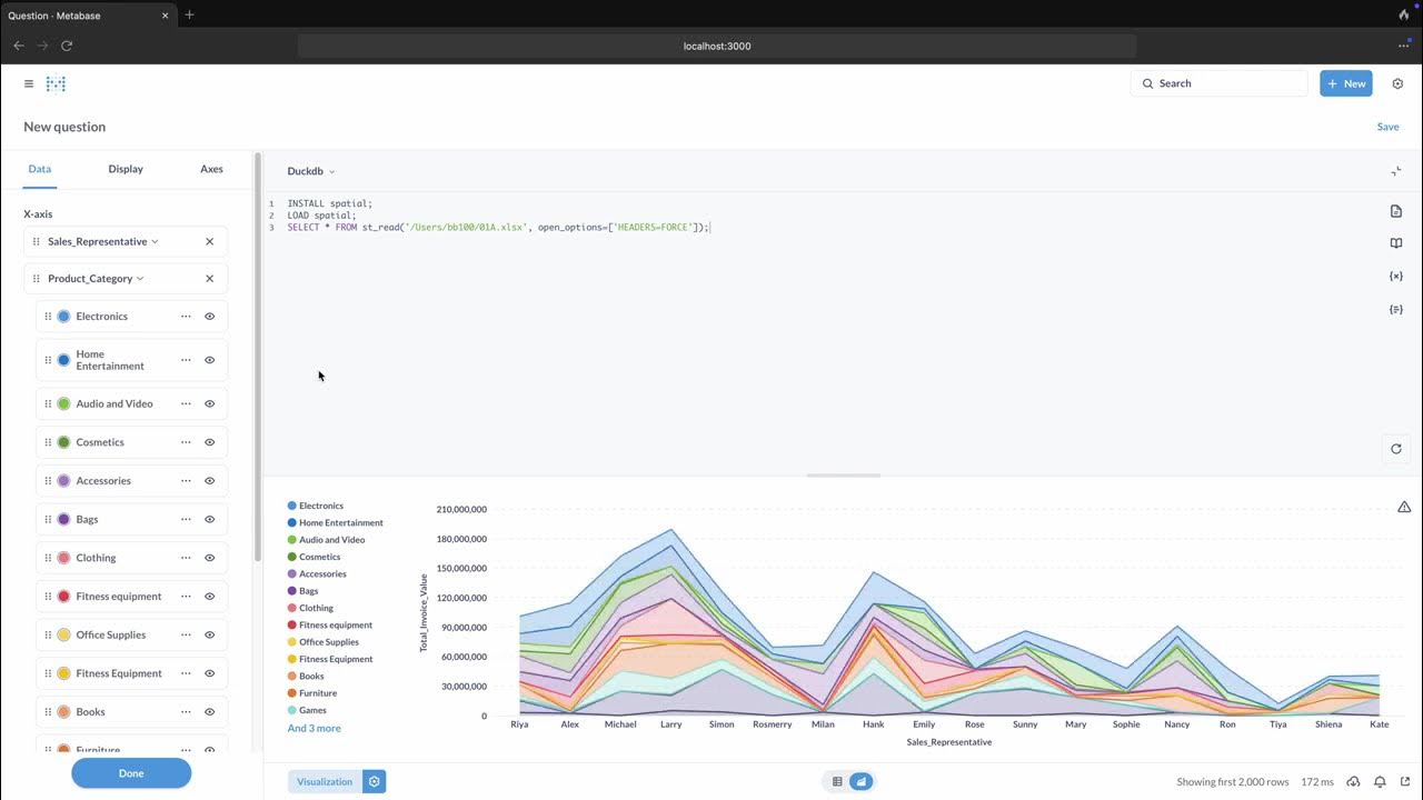 Metabase+DuckDB+Excel File: Metabase Visualize Excel file with DuckDB - YouTube