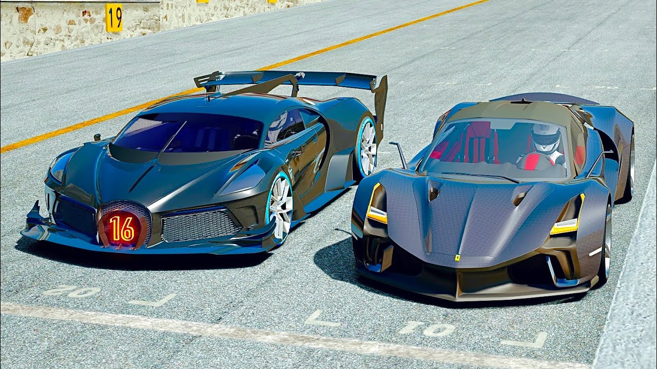 Bugatti Black Devil Concept vs Ferrari Stallone 2021 MEGA DRAG RACE at ...