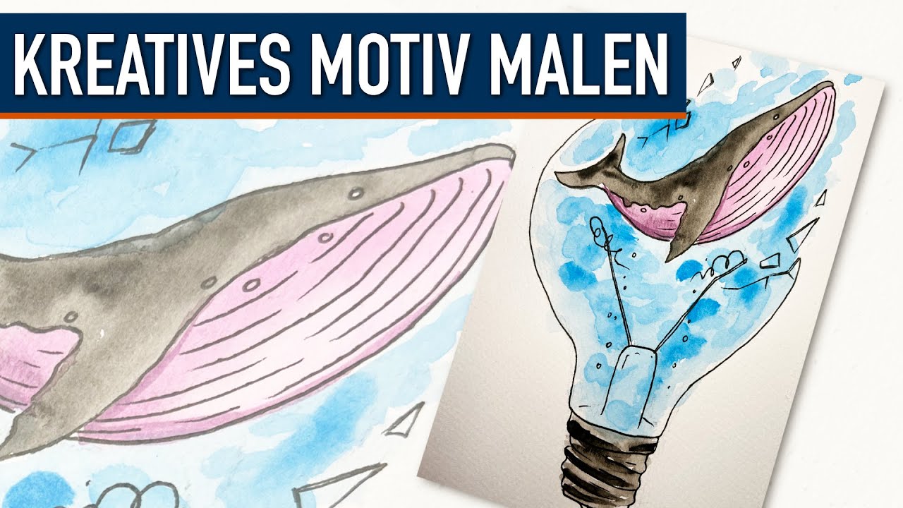 Kreatives Motiv Malen 🖌 Glühbirne mit Wal Motiv - Komplettes Malen ...