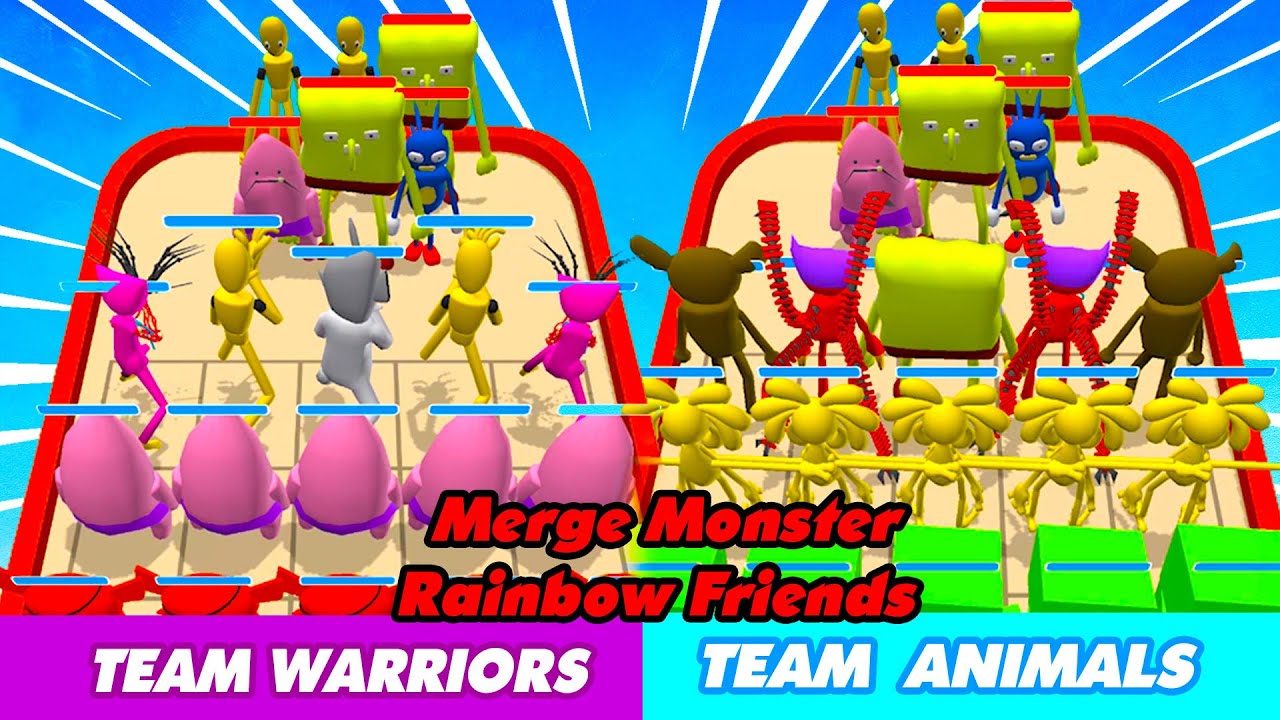 Team Animals vs Team Warriors in Merge Master Rainbow Friends Android ...