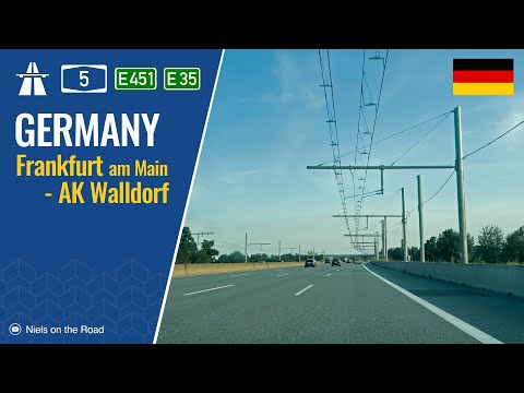 Driving in Germany: Autobahn A5 E451 E35 from Frankfurt am Main to AK Walldorf