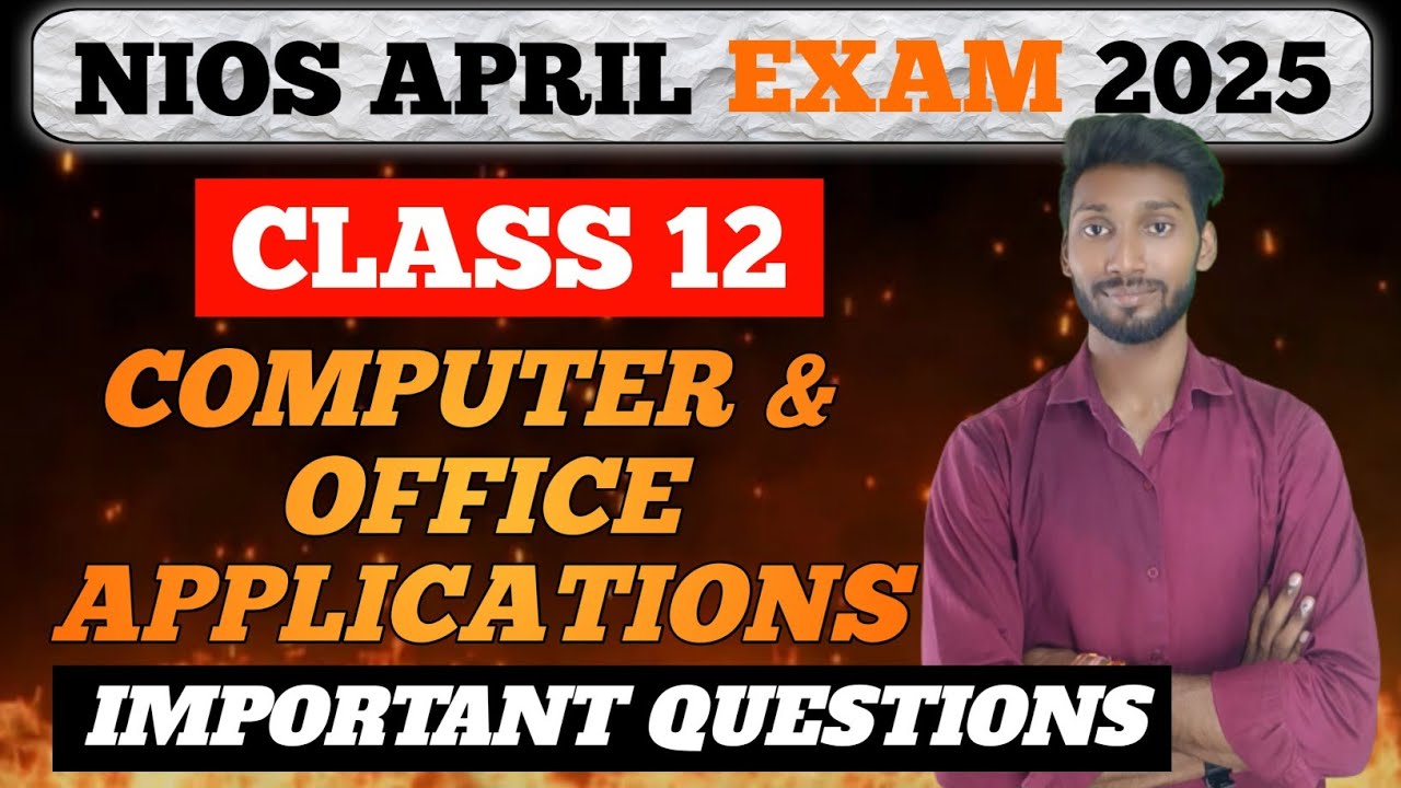 NIOS CLASS 12 COMPUTER & OFFICE APPLICATION (631) IMPORTANT QUESTIONS ...