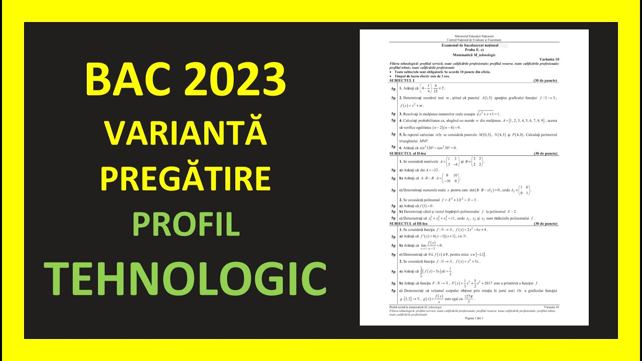 BACALAUREAT MATEMATICA 2023 VARIANTA SESIUNE VARA SIMULARE MODEL ...