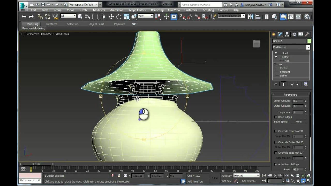 Modeling a simple lamp from splines in Autodesk 3ds max - YouTube