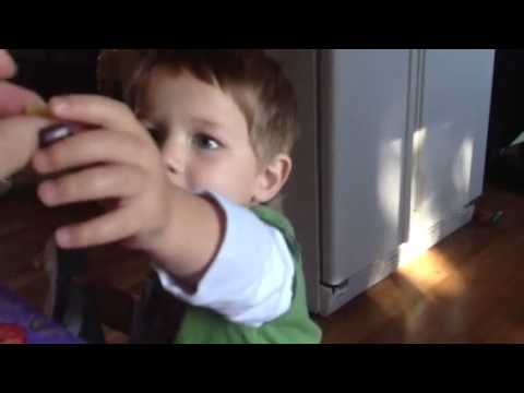 Caden does NOT want to share his snack with Penguin - YouTube