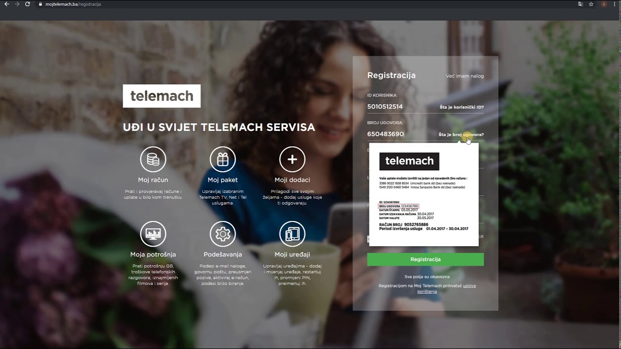 Uputstvo za registraciju na portal Moj Telemach - YouTube