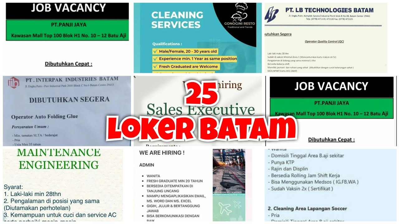 LOWONGAN KERJA BATAM HARI INI LOKER BATAM TERBARU - YouTube