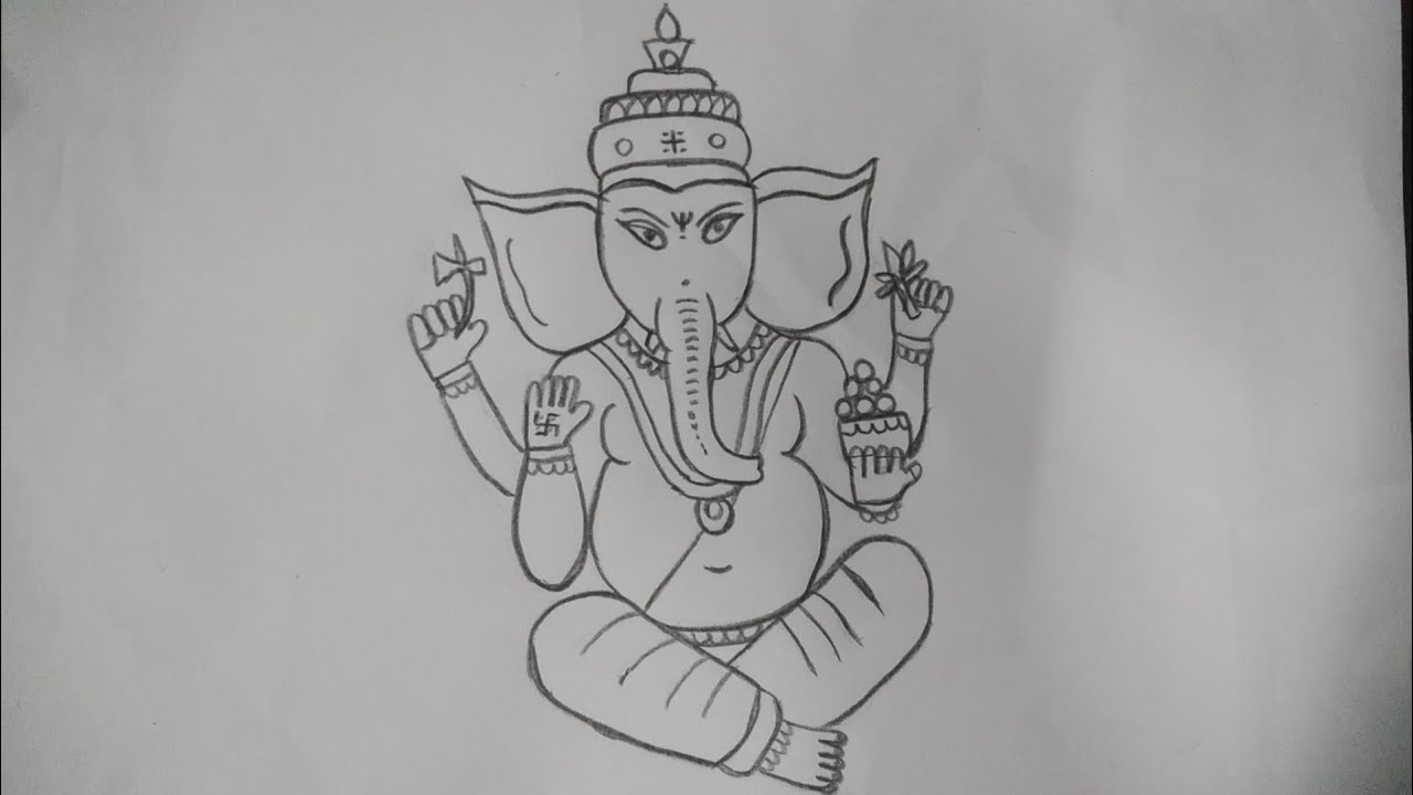easy vinayagar drawing for kids with colouring subi drawing art - YouTube