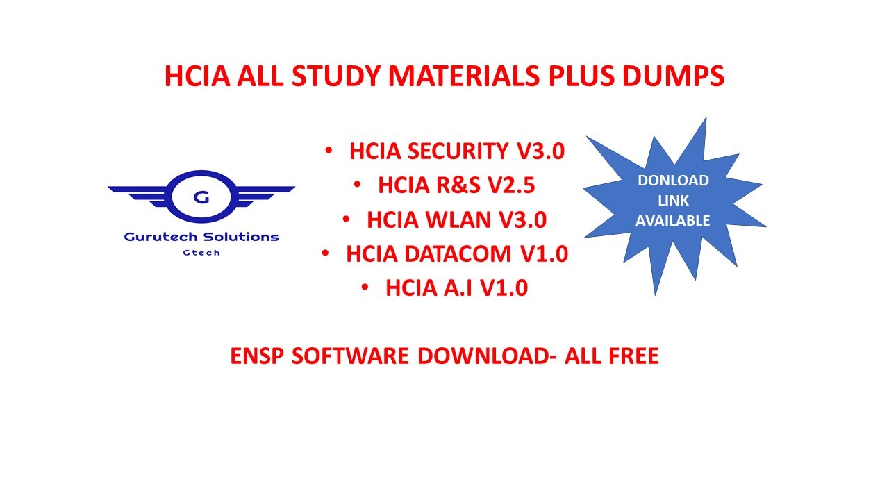 HCIA SECURITY, R&S, AI, DATACOM, WLAN Study Material PLUS EXAM DUMPs ...