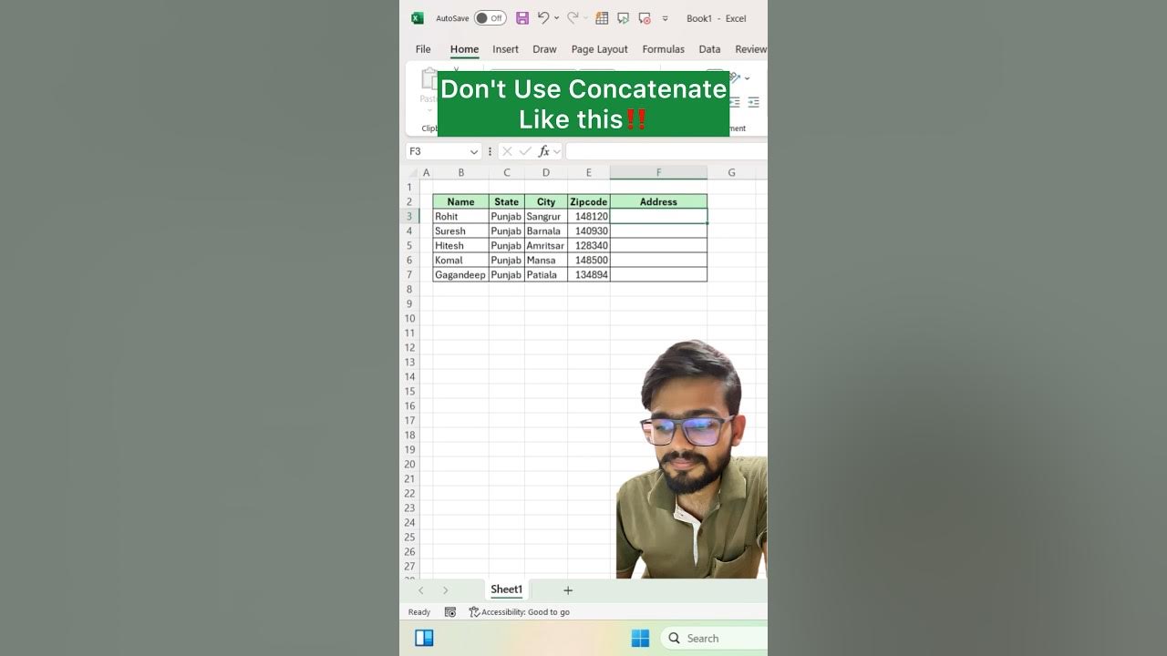Don T Use Concatenate In Excel‼️instead Use Amazing Trick Exceltips Exceltricks Excel Shorts