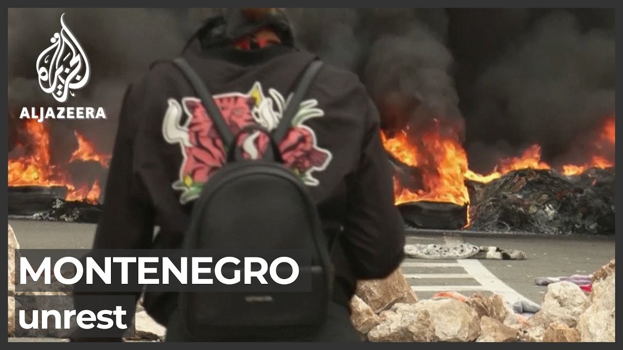 Montenegro protesters, police clash over church head inauguration - YouTube