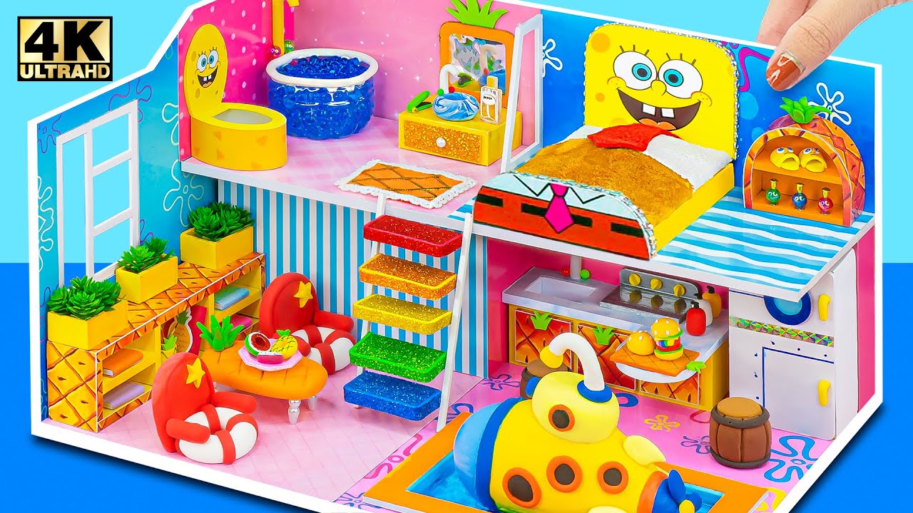 Build 2 Storey Spongebob House With Cute Bedroom, Submarine From ...