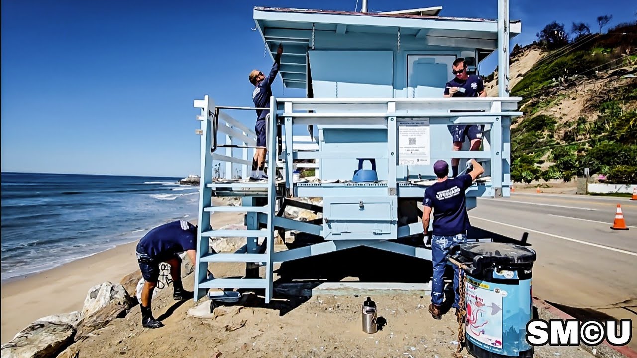 Los Angeles County Lifeguards Restore Fire-Damaged Tower at Will Rogers ...