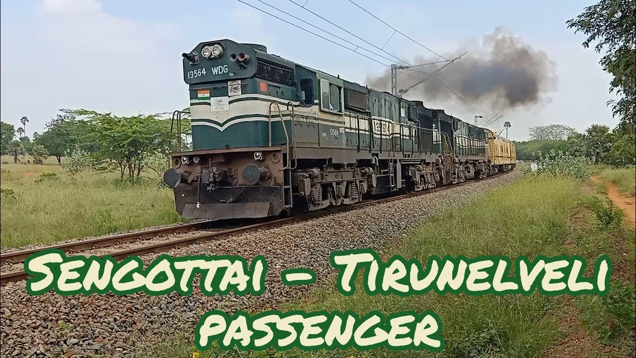 Sengottai - Tirunelveli passenger departing Pavoorchatram with GOC WDG ...