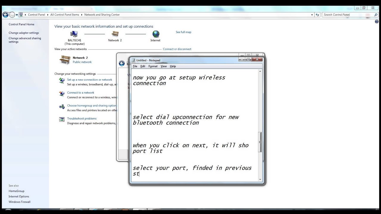 How to setup bluetooth internet connection in windows - YouTube