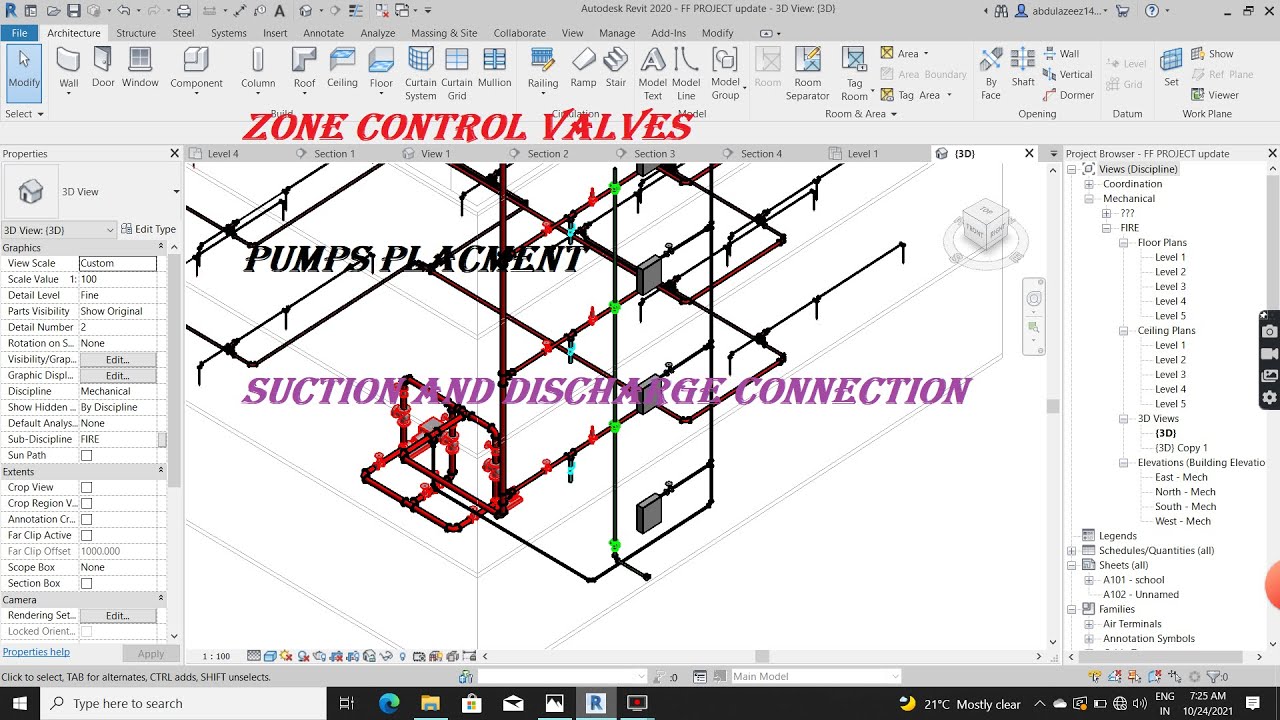 FIRE FIGHTING DESIGNING AND DRAFTING IN REVIT PART-3 #SOHAIL REVIT MEP ...