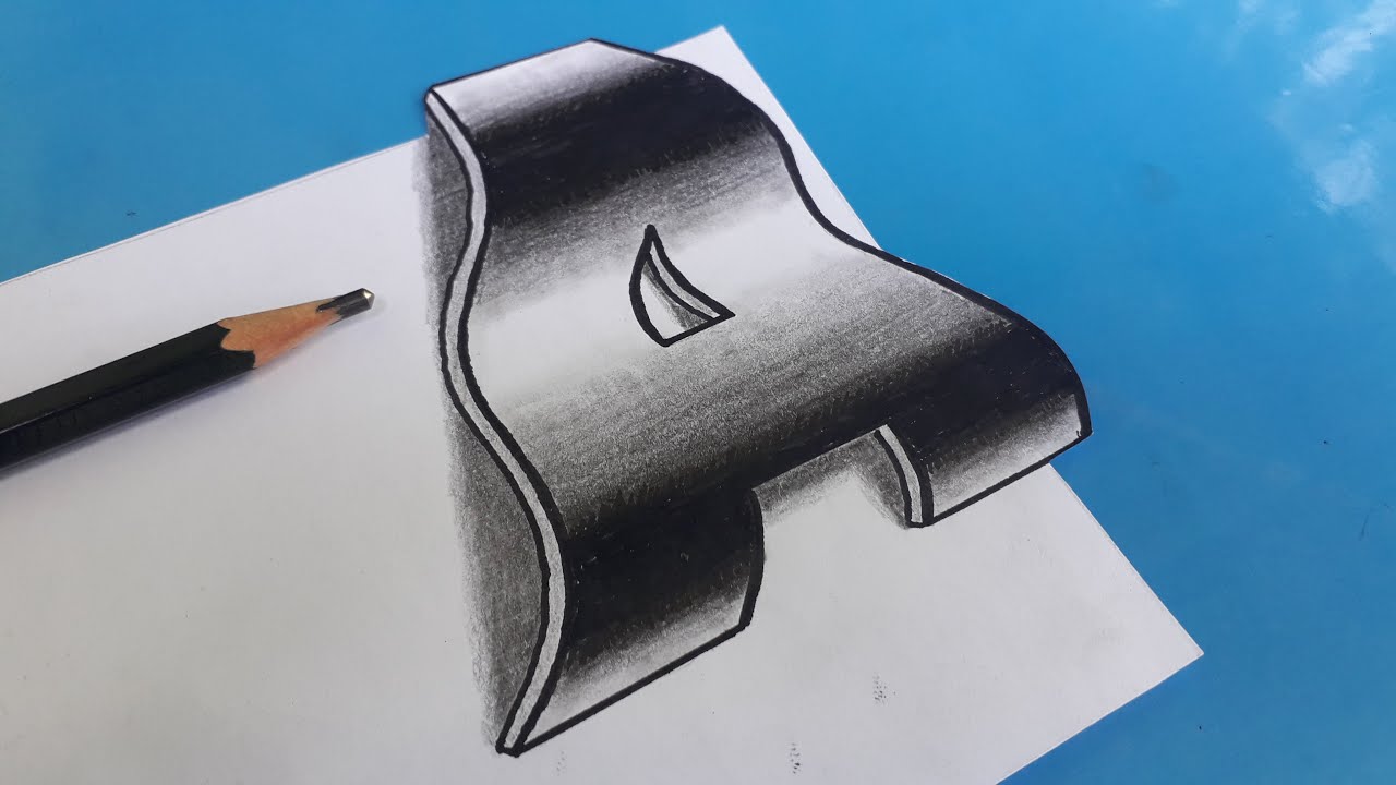 3d Drawing Capital Alphabet Letter A On Paper For Beginners / How To ...
