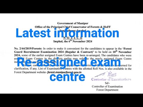 Re-assigned exam centre|| Manipur forest guard recruitment 2024 - YouTube