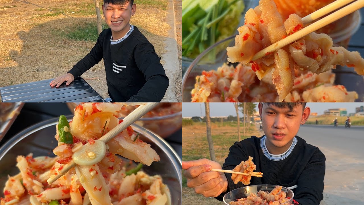 PICNIC EATING PICKLED DUCK FEET | Picnic ញាំជ្រក់ជើងទា - YouTube