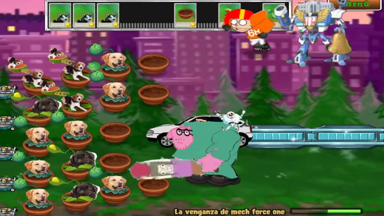 Plants vs Zombies Mod Dogs vs Cartoons V2 #1 - La Venganza de mech Force One - YouTube