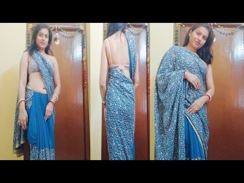 Indian Boudi wear saree | Bengali Style Saree Draping Without Blouse 😍😍 | @Mariyablog789