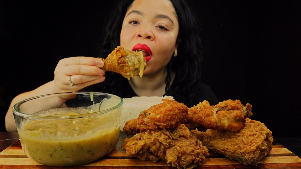 Fried chicken ASMR MUKBANG | crunchy eating sounds - YouTube