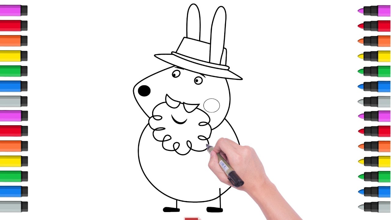 Coloring Peppa Pig |Grandpa Rabbit From Peppa PIg - YouTube
