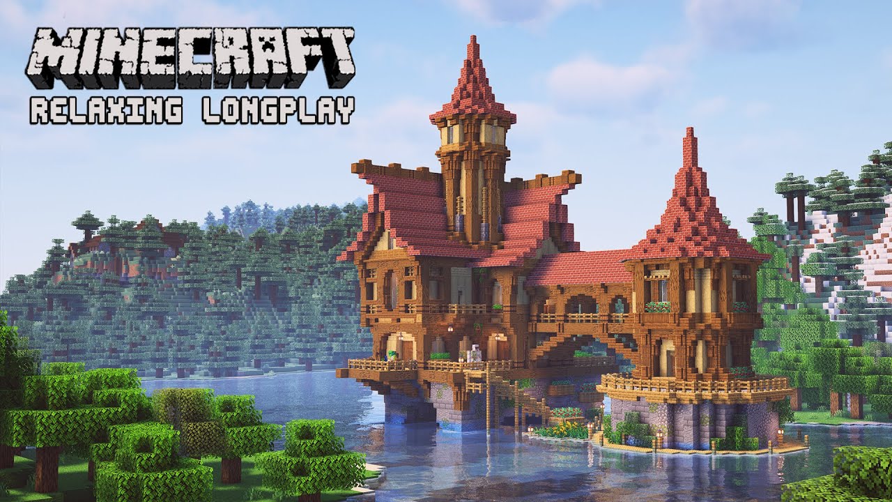 Minecraft Relaxing Longplay | We Built a Large Lake House (No ...