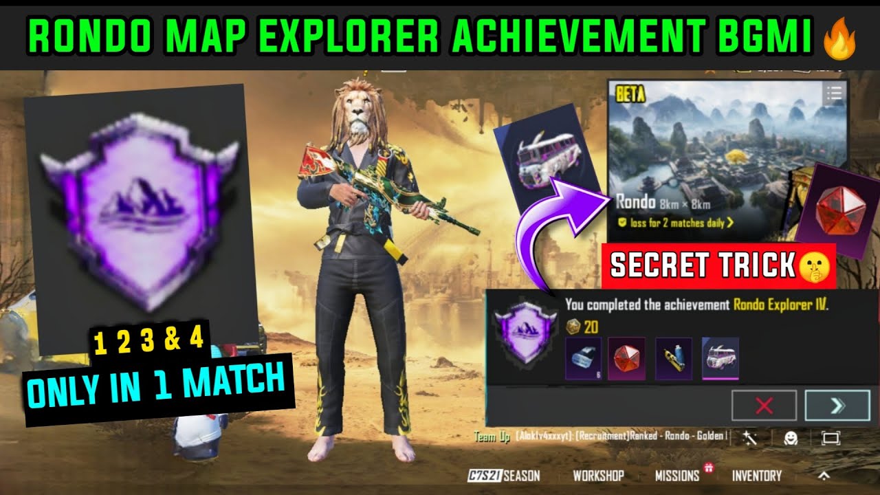 RONDO EXPLORER ACHIEVEMENT BGMI | HOW TO COMPLETE RONDO MAP ACHIEVEMENT EXPLORER 1 2 3 & 4 ...