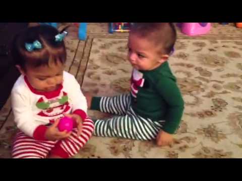 Baby Twins Fight Over Ball - YouTube