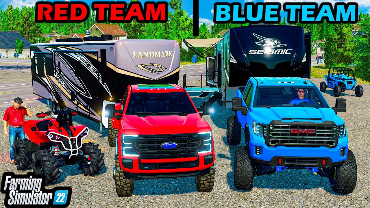 CAMPING CONTEST! BUILDING BEST LUXURY SETUP (RED TEAM) | FS22 - YouTube
