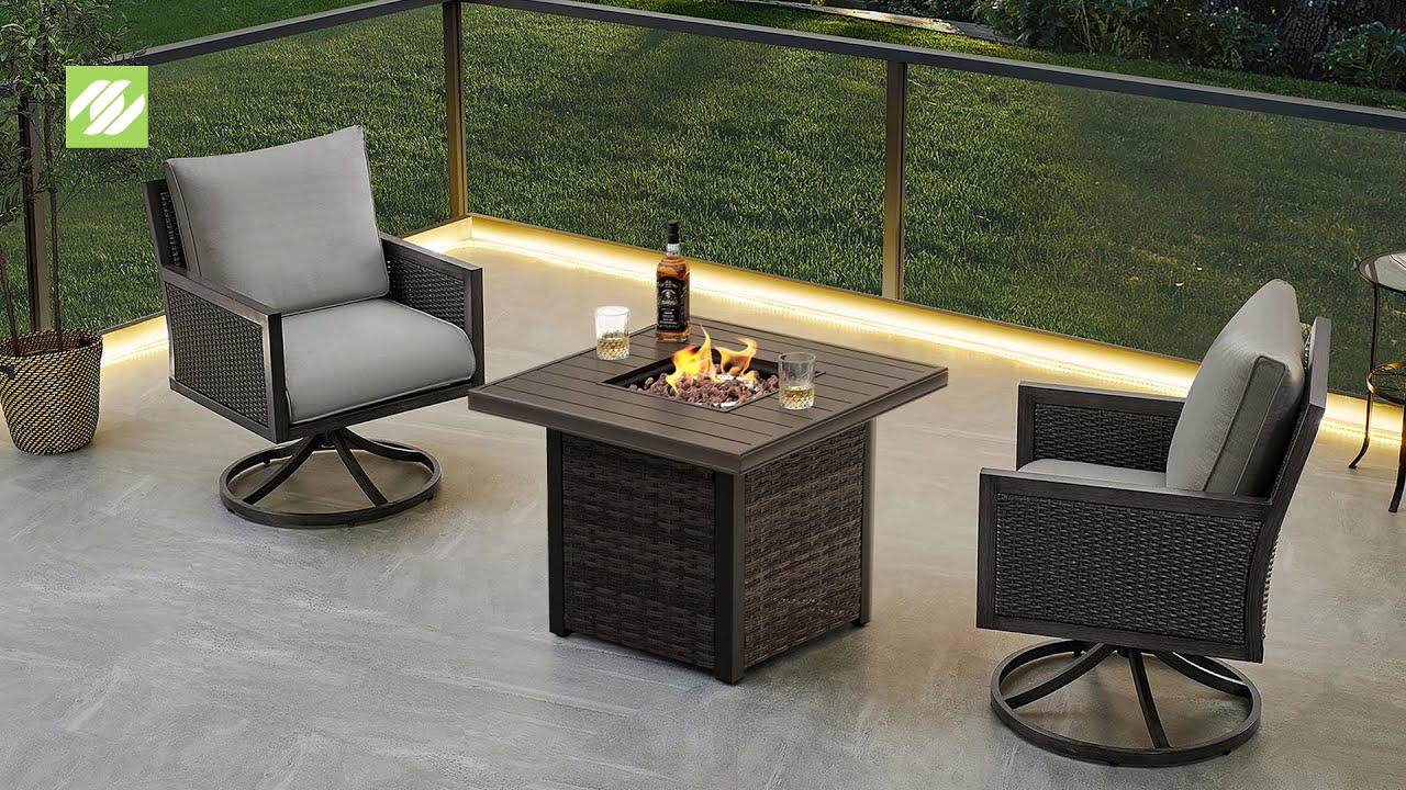 Nuu Garden® Outdoor 32 Inch 50,000 BTU Propane Gas Fire Pit Table with ...
