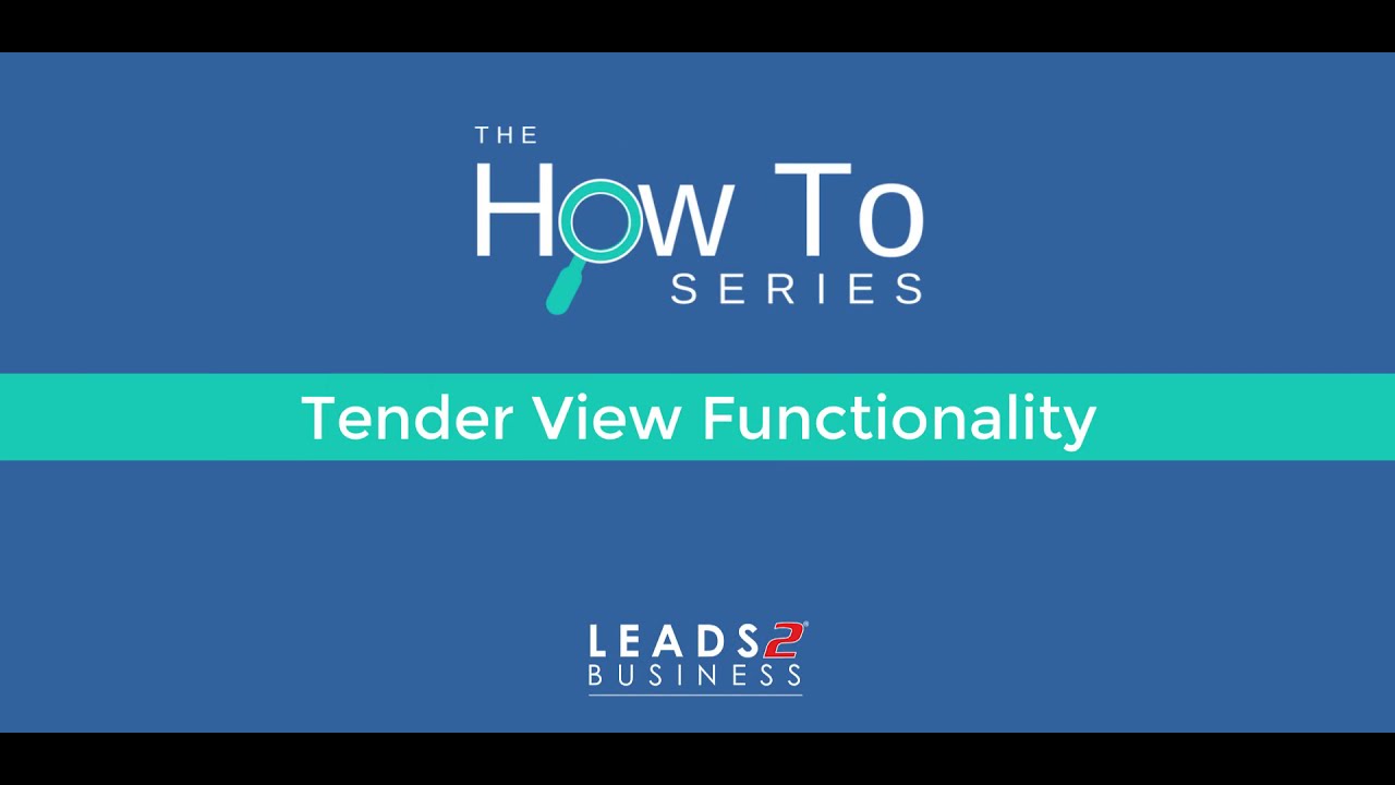 How To: Tender View Details & Functionality - YouTube