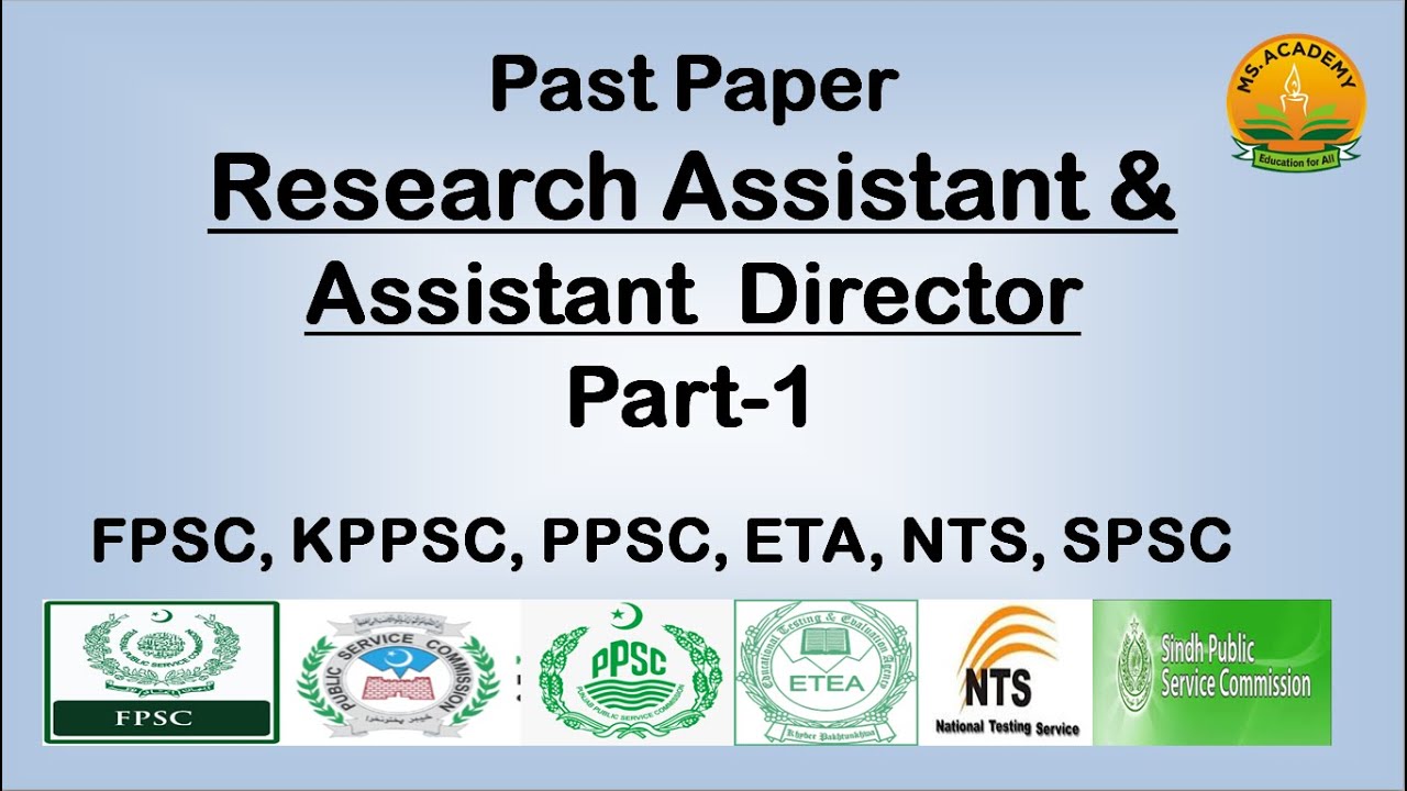 Research Assistant and Assistant Director Test Important Mcqs / Old ...