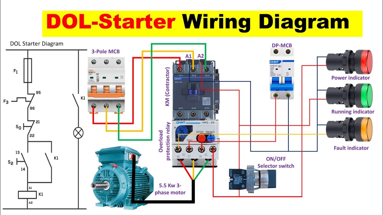 DOL Starter Power and Control Wiring | DOL starter control wiring ...