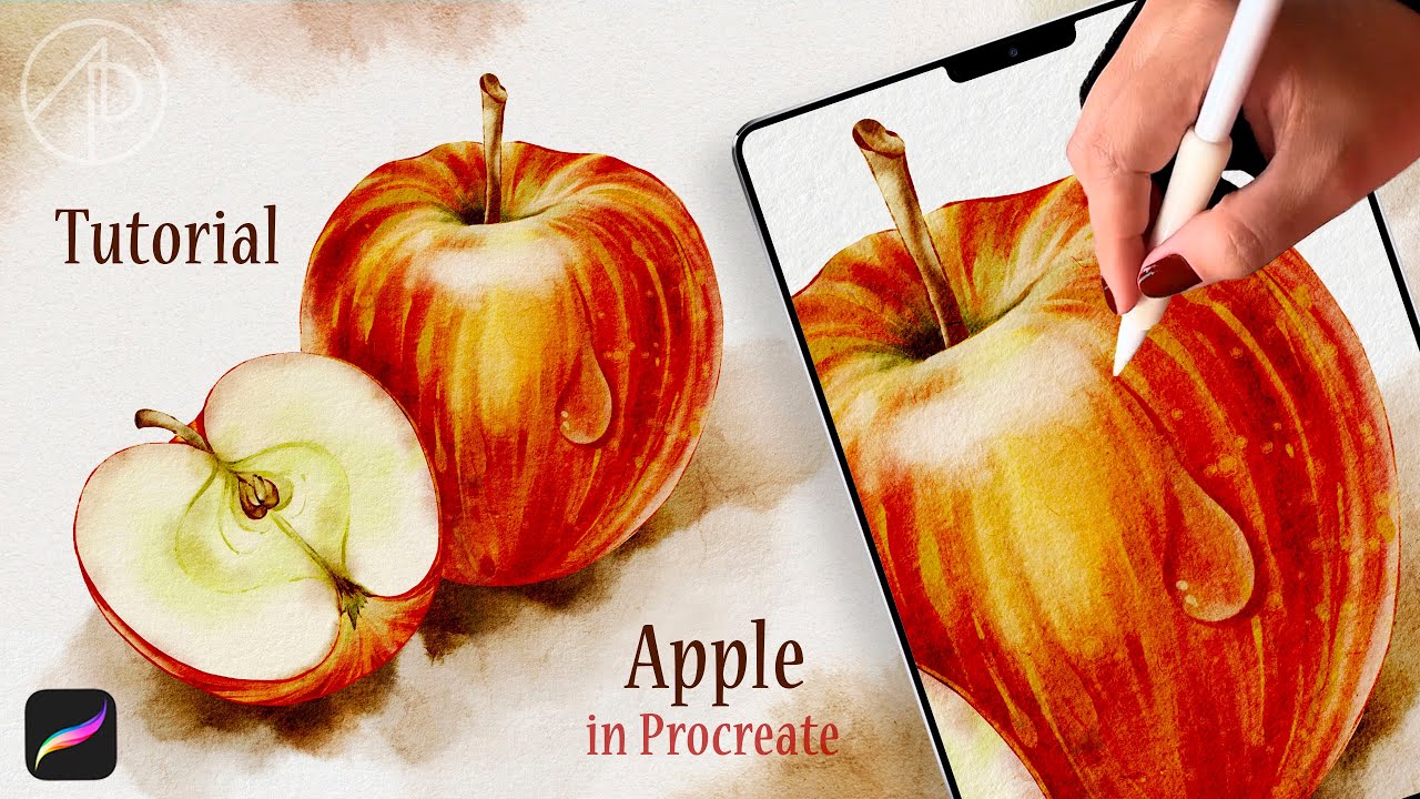 🍎Apple Tutorial / Watercolor in Procreate for Beginners / Autumn vibes ...