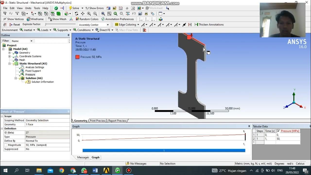 Ansys Tutorial : Static Analysis Dog Bone Shaped Specimen - YouTube