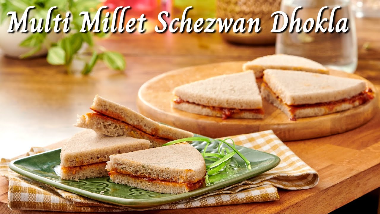 Multi Millet Schezwan Dhokla made from Aashirvaad Multi Millet Mix ...